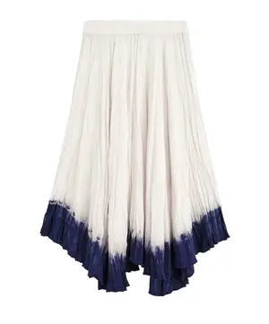 JOSEPH Joseph Crinkled Midi Skirt With Tie-Dye Hem Ivory/navy