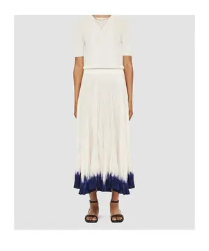 JOSEPH Crinkled Midi Skirt With Tie-dye Hem - Ivory/navy