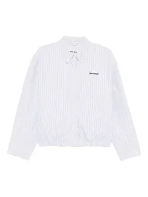 Miu Miu Logo-embroidered Striped Shirt Jacket