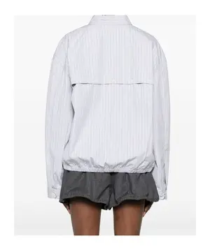 Miu Miu Logo-embroidered Striped Shirt Jacket