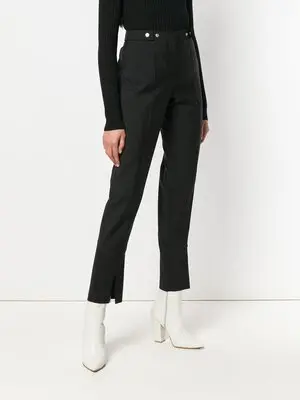 Givenchy High-waisted Tailored Trousers With Front Slit And Horn Trouser Leg
