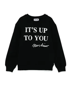 Moschino Slogan Print Crewneck Sweatshirt - Black