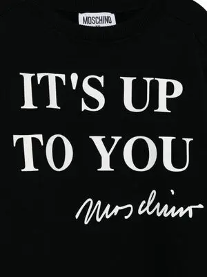 Moschino Slogan Print Crewneck Sweatshirt - Black