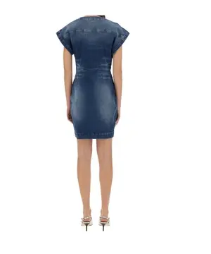 Moschino V-neck Button-up Denim Dress