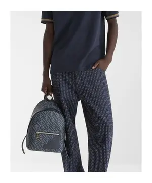 Fendi Small Diagonal Backpack In Ff Canvas And Leather