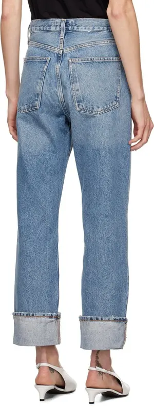 AGOLDE Fran Buttoned Straight-leg Jeans - Blue