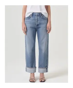 AGOLDE Fran Buttoned Straight-leg Jeans - Blue