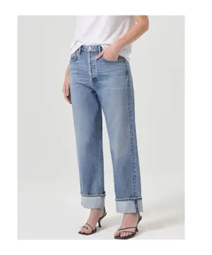 AGOLDE Fran Buttoned Straight-leg Jeans - Blue