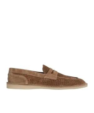 Dolce & Gabbana Perforated Logo Loafers - Brown