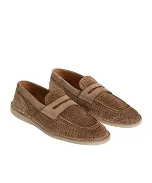 Dolce & Gabbana Perforated Logo Loafers - Brown