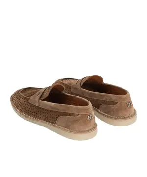 Dolce & Gabbana Perforated Logo Loafers - Brown