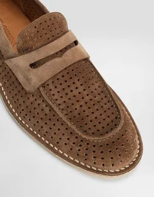 Dolce & Gabbana Perforated Logo Loafers - Brown