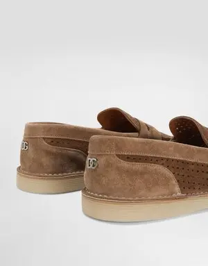 Dolce & Gabbana Perforated Logo Loafers - Brown