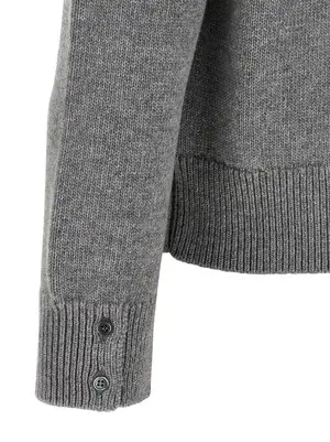 Thom Browne Striped Funnel Neck Half-zip Sweater