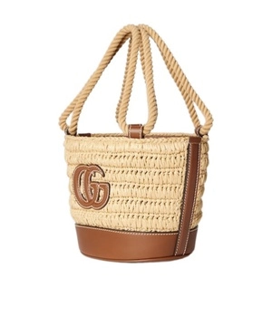 Gucci Woven Mini Bucket Bag - Nude