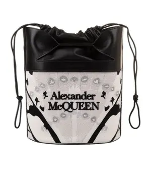 Alexander McQueen Bow Logo Bucket Bag - Black