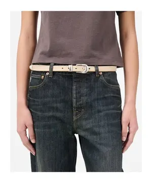 Our Legacy Silver Buckle Leather Belt - Nude