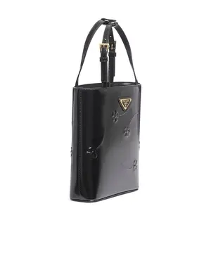 Prada Logo-triangle Floral-embossed Tote Bag