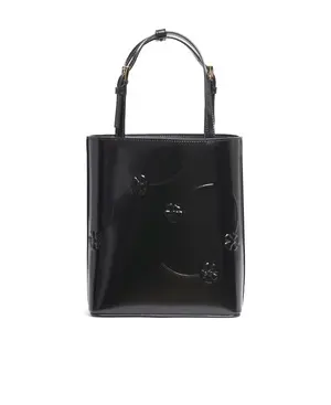 Prada Logo-triangle Floral-embossed Tote Bag