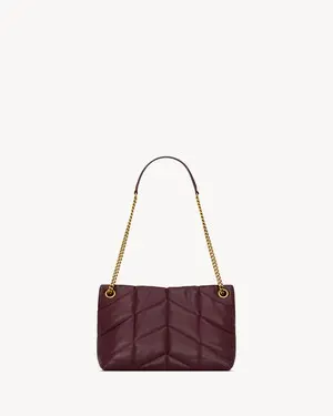 Saint Laurent Puffer Logo Plaque Small Shoulder Bag - Deep Ruby Red