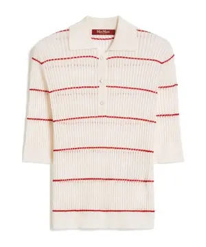 Max Mara Ribbed Knit Polo Shirt - White