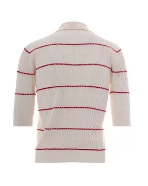 Max Mara Ribbed Knit Polo Shirt - White