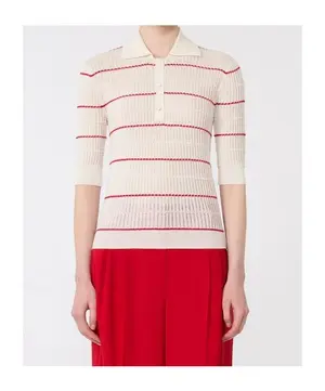 Max Mara Ribbed Knit Polo Shirt - White