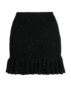 SELF-PORTRAIT Embellished Pleated Knit Mini Skirt