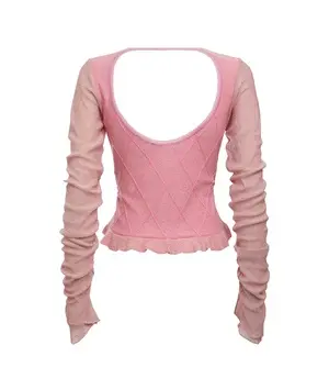CORMIO Backless Knit Sweater With Floral Buttons - No