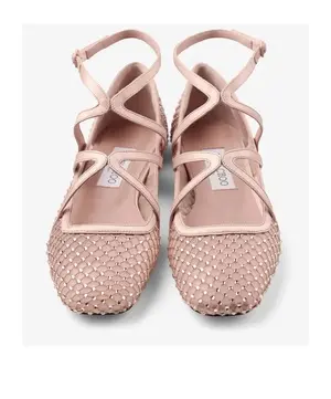 JIMMY CHOO Astoria Flat Ballet Ballerinas With Adjustable Buckles - Macaron/crystal