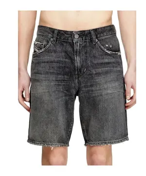 DIESEL® D-fin Distressed Denim Shorts - Black