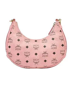 Mcm Aren Crescent Small Hobo Bag - Soft Pink