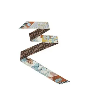 Fendi Fendi Floral FF Printed Wrappy Scarf Blue