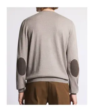 FAY Elbow-patch Crewneck Jumper - Light Brown