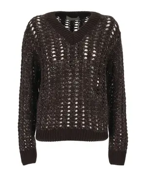D.exterior Open Knit V-neck Sweater