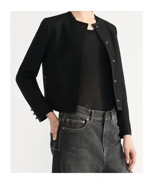 Dior Cropped Jacket With Welt Pockets - Black