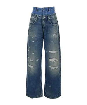 Dolce & Gabbana Double-waisted Wide-leg Jeans - Blue
