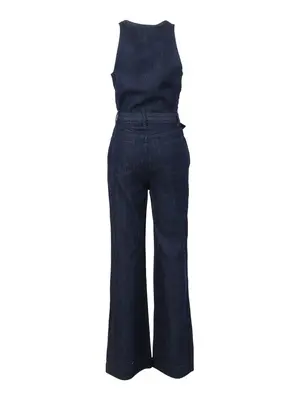 7 For All Mankind Sleeveless V-neck Belted Wide-leg Jumpsuit