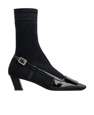 ROGER VIVIER Roger Vivier Belle Vivier Sock Lacquered Buckle Ankle Boots