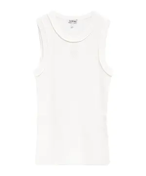 Loewe Anagram Embroidered Ribbed Tank - White