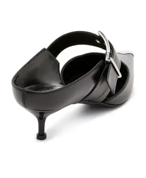 Alexander McQueen Punk Buckle Pointed Toe Mules - Black