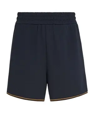 Fendi Elastic Waist Shorts With Pequin Stripe Trim
