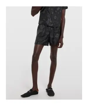 Gucci Allover Flora Print Silk Twill Shorts