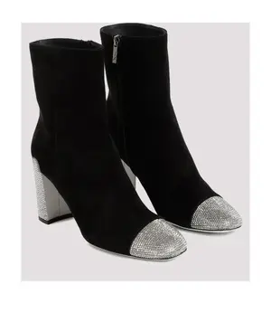 Rene Caovilla Embellished Pointed Toe Ankle Boots - Black