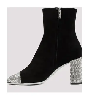 Rene Caovilla Embellished Pointed Toe Ankle Boots - Black