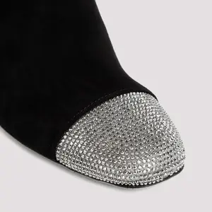 Rene Caovilla Embellished Pointed Toe Ankle Boots - Black
