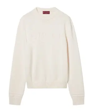 Gucci Logo Intarsia Knit Jumper - White