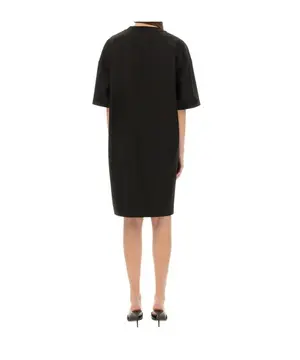 Moschino Round Neck Short Sleeve Dress With Gold Clothespin Detail