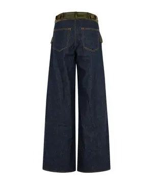 Sacai Wide Leg Denim Jeans - Black