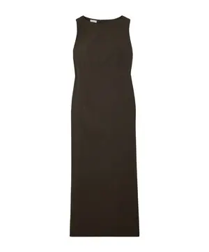 Brunello Cucinelli Bead-embellished Wool-blend Twill Maxi Dress
